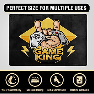 King Gamepad Rock Area Rug 4x6 Modern Joystick Non Slip Large Rugs for Living Room Bedroom Absorbent Washable Carpet with Rubber Backing Indoor Outdoor for Dorm Backyard Patio
