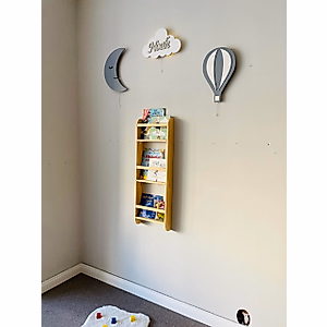 Furpinea 3 Tier Natural Wood Handmade Montessori Kids Bookshelf, Wall Mounted Space Saver Children for Nursery (Wide 24" Width, Natural)