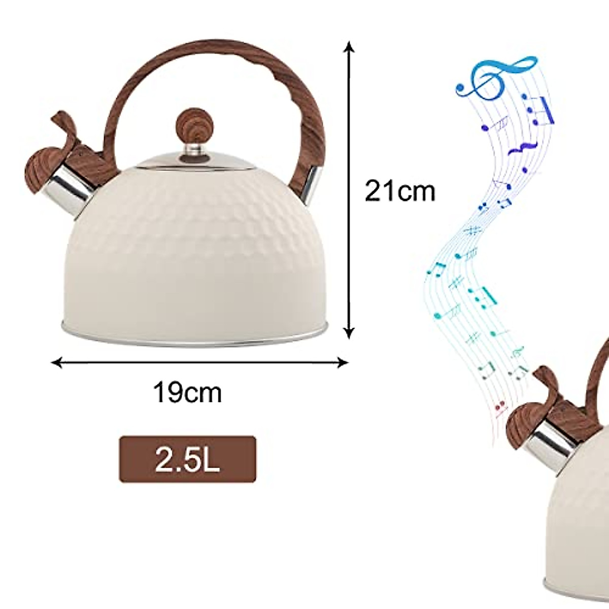 Tea Kettle Stovetop,Stainless Steel Whistling Kettles Teapot With Anti-Hot Handle, Hot Water Boiling Tea Pots For Stove Top,2.5 Liter/Beige Color