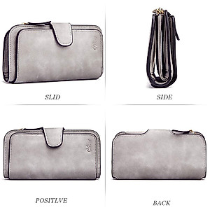 CLUCI Women Wallet Fashion Soft Leather Designer Zip Magnetic Multi Card Holder Organizer Travel Ladies Clutch Trifold Dark Grey