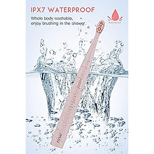 DMH Electric Toothbrush, Sonic Electric Toothbrush Powerful Cleaning, Rechargeable Travel Toothbrush with 4 Brush Heads, 3 Modes, 4 Hour Fast Charge for 60 Days Use, Pink