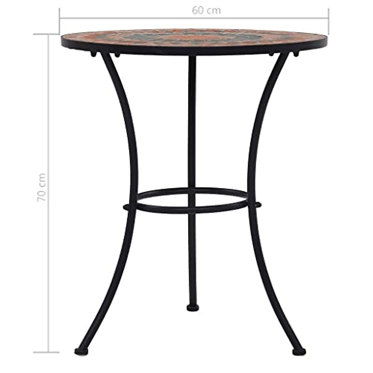 WEHUOSIF Mosaic Bistro Table,Pool Side Table,Plant Stand,Drink Table,Bar Table,Coffee Table,Lawn Table,Entrance Tables,for Garden, Patio, Lawn, Home, Indoor, Outdoor,Orange/Gray 23.6" Ceramic