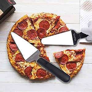 Stainless Steel Cake Slicer, Pie Server with Serrated Edges, Cutter Pizza Knife 1 Mirror Finished & 1 Onside with Fine Serrated Edge, Serrated Cake Serving Spatulas set for Pizza Pie Fruit Cutting