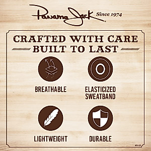 Panama Jack Men's Gambler Straw Hat - Lightweight, 3" Big Brim, Inner Elastic Sweatband, 3-Pleat Ribbon Hat Band (Black, Large/X-Large)