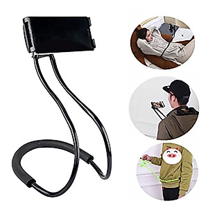 WenffbBou Flexible Universal Mobile Phone Stand, Long Arms Lazy Bracket, Hanging on Neck Universal Mobile Phone Stand for Mobile Phone iPad PC Desktop (Black)
