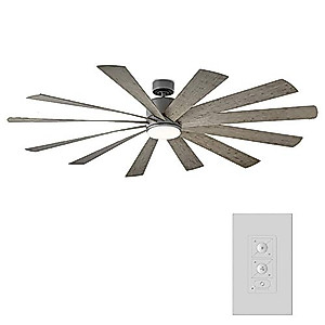 Modern Forms FR-W1815-80L-GH/WG Windflower 80 Inch 12 Blade Indoor/Outdoor Smart Fan with Six Speed DC Motor and LED Light in Graphite Finish Works with Nest, Ecobee, Google Home and iOS/Android App,