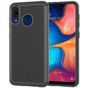 Dahkoiz for Samsung Galaxy A20/A30 Case with Tempered Glass Screen Protector, Dual Layer Drop Protection Cover Protective Phone Case for Samsung Galaxy A20/A30, Black