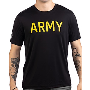 Ann Arbor T-shirt Co. Army Wicking PT Style Shirt | U.S. Military Performance Training Workout T-Shirt-(Poly,XL)
