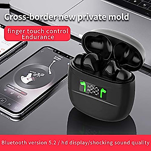 Gvoice J3 Pro TWS Smart Noise Cancelling 6D Stereo Earphone LED Digital Display Bluetooths 5.2 Wireless Earbuds (Black)