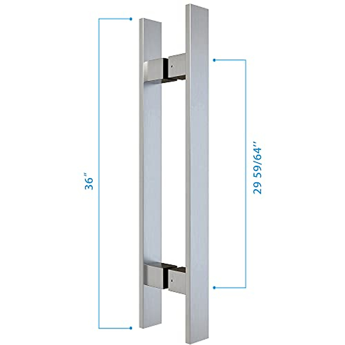 BARNSMITH 36" Barn Door Push Pull Handle,Glass Door Handle,Heavy Duty Grade-304 Stainless Steel Square Commercial Door Handle,Entrance Entry Front Door Handle Office Wood Garage Handle Pull Set