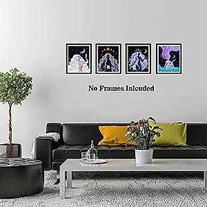 Astrology Witch Moon Sun Star Witchcraft Boho Wall Art Decor - Witchcraft Power Nordic Poster Decor - For Mystery, Black Magic, Witchcraft, Astrology Decorations - Set of 6 (8" x 10" Unframed)