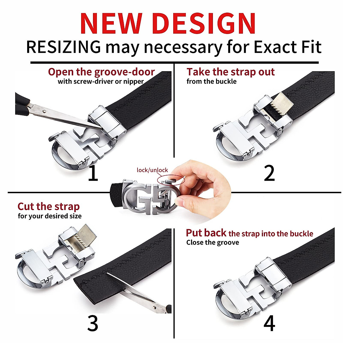 ARIMIA Fashion Diamond Men Real Leather Ratchet Belt Black Adjustable Length Full Grain Soft Genuine Cowhide Strap 1.5 Inch Wide (Silver Black G1, Adjustable from 26" to 46" Waist)