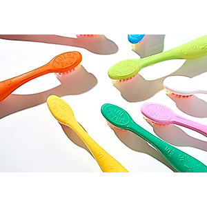 The Twelve Step3 Kids Toothbrush Vivid - Soft Bristles for Boys & Girls Ages 3+ - 12-Pack Rainbow Brushes (Monthly Replacement Reminder) (Triple Section Design) for Children’s Teeth