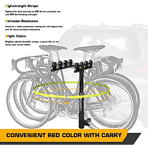 ARKSEN 4 Bike Rack, Heavy Duty Bicycle Carrier, Rear Hitch Mount with 2" Receiver, Tie Down Strap and Anti-Rattle Hitch Tightener, for Car, Truck or SUV Transport