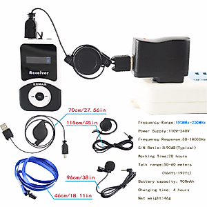EXMAX ATG-100T 195MHz Wireless Tour Guide Acoustic Audio Voice Transmission System Microphone Earphone Headset for Church Translation Simultaneous Interpreting Tour Travel1 Transmitter 4 Receivers