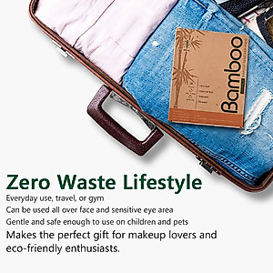 20 Packs Organic Reusable Makeup Remover Pads, Washable Bamboo Cotton Rounds for All Skin Types with Cotton Laundry Bag