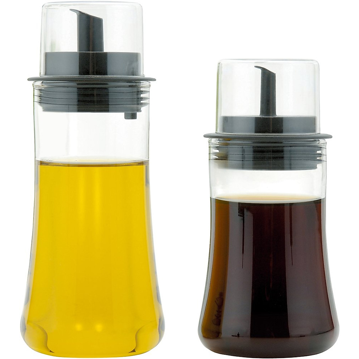 iwaki KT5032-BKO Heat Resistant Glass Seasoning Container, Oil Bottle, Oil Dispenser, Black, M, 5.3 fl oz (160 ml), Lid Included