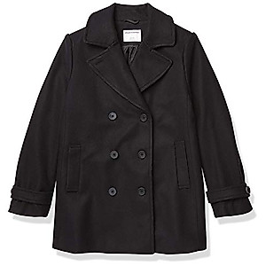Amazon Essentials Women's Long-Sleeve Plush Peacoat, Black, Small