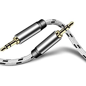 SNANSHI Long Aux Cord 15 ft 3.5mm Audio Cable Nylon Braided Aux Cable Male to Male Stereo Hi-Fi Sound Auxiliary Audio Cable Compatible with Headphones, Car, Tablets,iPhone, Beats,Echo & More