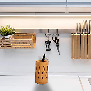 Hemoton KItchen Utensil Holder Caddy Bamboo Kitchen Tool Holder Chopsticks Storage Barrel Spoon Fork Holder Cutlery Tableware Storage Container Organizer