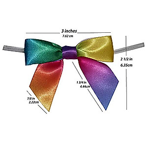 Liitos Twist Tie Bows 100 Pack Rainbow Colors, mix color Red, Orange, Pink, Blue, Green, Purple, Yellow, PreTied Bows for Treat Bags or Wrapping Any of Your Ideas, Amazing for Wrapping Candy and Gifts