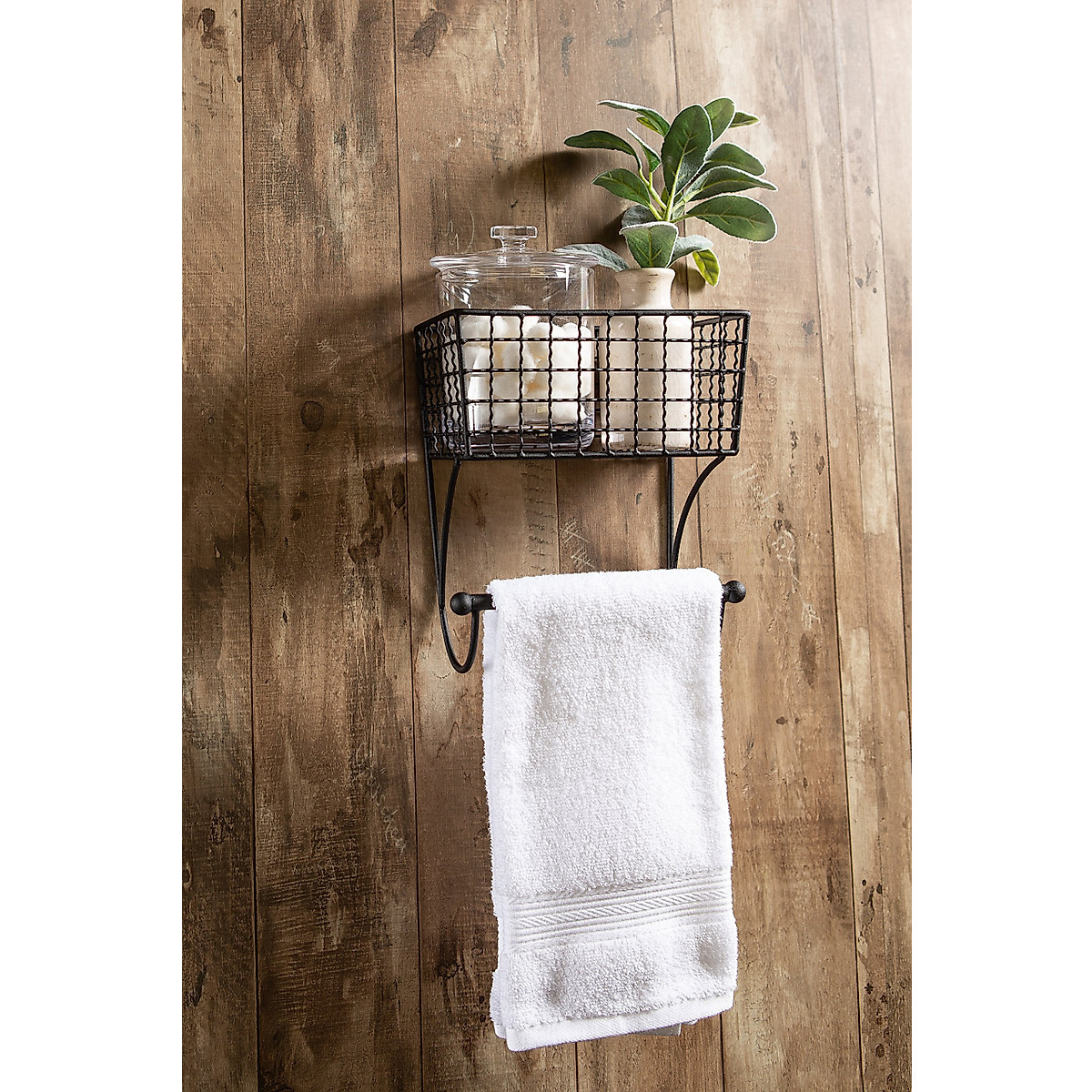 DII Rustic Farmhouse Bathroom Décor, Metal Storage, Small Towel Bar, Black