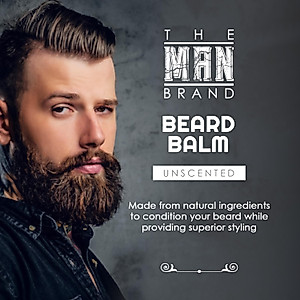 The Man Brand - Unscented Beard Balm No Scent 1 oz - Fragrance-free Leave-in Beard Conditioner for Styling