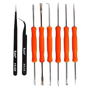 Kaisiking 6 Pcs Double Sided Soldering Assist Aid Repair Tool with 2 Precision Tweezers for Electronics Repair and Soldering