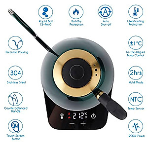 Easyworkz Electric Gooseneck Pour Over Coffee Kettle, Stainless Steel Hand Drip Tea Pot 27 Ounce Temperature Control 1200W Quick Heating