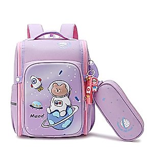 Maod Preschool Girls Backpacks for Kids Elementary School Backpack Suitable For 4-8 Years Old (Purple)
