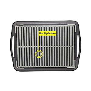 ChopMaster Rectangular Anti Slip Serving Tray with Handle (large, Black)