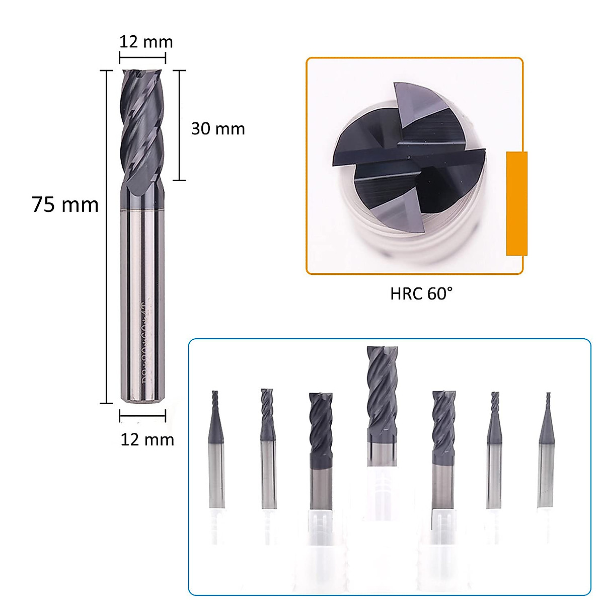 BONYTOOL Carbide Square End Mill Cutter for 304/316 Stainless Steel/Hardened Steels/Alloy Steel/Ball Milled Cast Iron