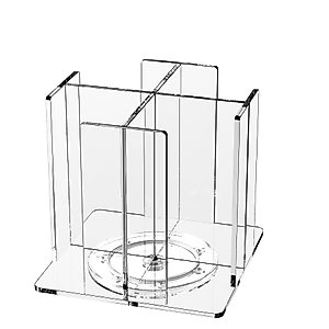 KOTEMON Cup and Lid Holder, 4 Compartment, Square | Rotating Coffee Cup Dispenser Lid Carousel for Restaurant, Buffet, Coffee Station, Bar, Countertop, Clear Acrylic