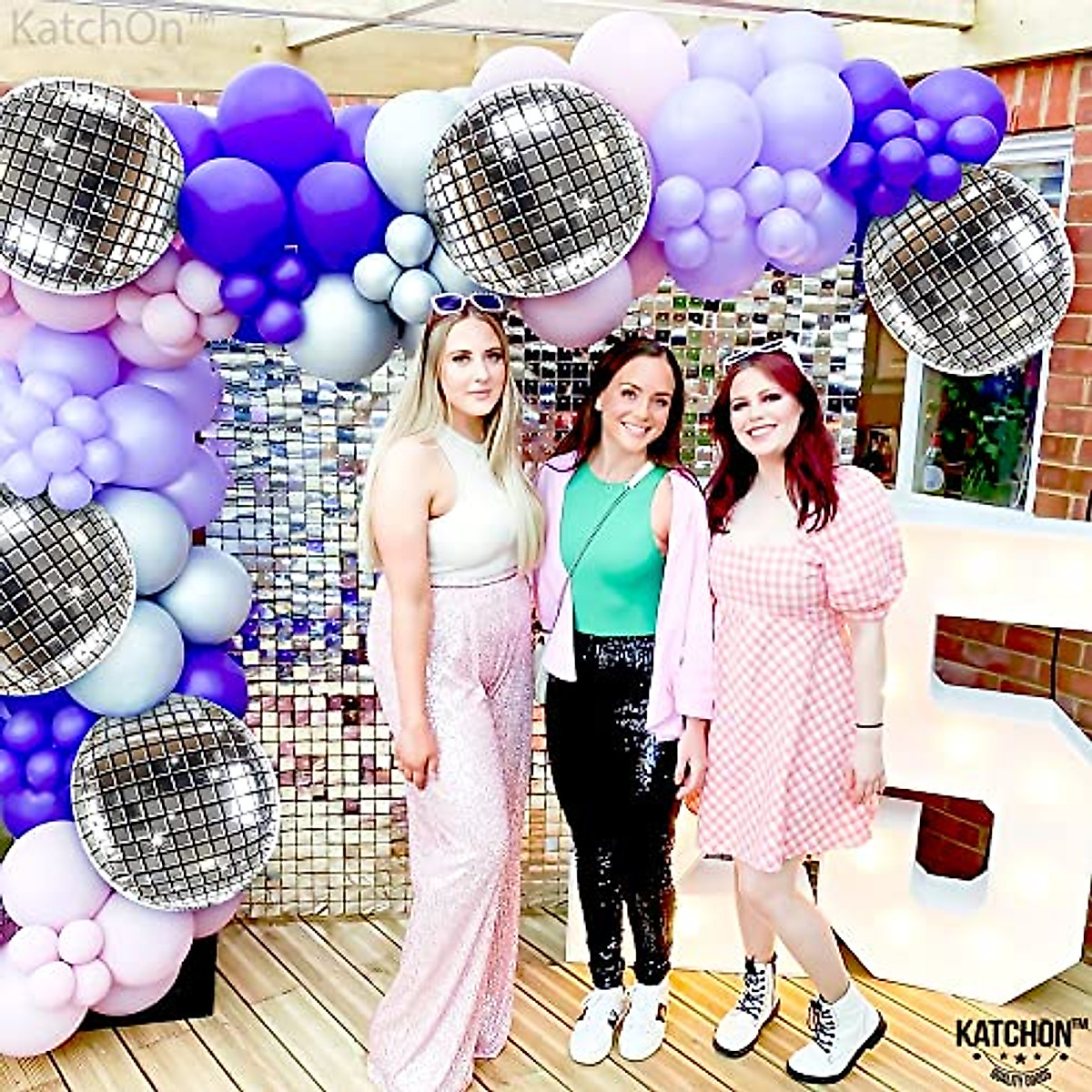 KatchOn, Silver Disco Ball Balloons Decorations - 22 Inch, Pack of 6 | 4D Sphere Disco Balloons for Disco Party Decorations | 70s Party Decorations, Disco Decorations | Mamma Mia Party Decorations