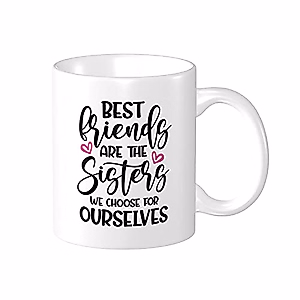 Wisedeal Funny Sister Mug, Best Friends Are The Sisters We Choose For Ourselves Coffee Mug, Birthday Christmas Present for Friendship Female Soul Sister Besties BFF Tea Cup Ceramic White 11 oz