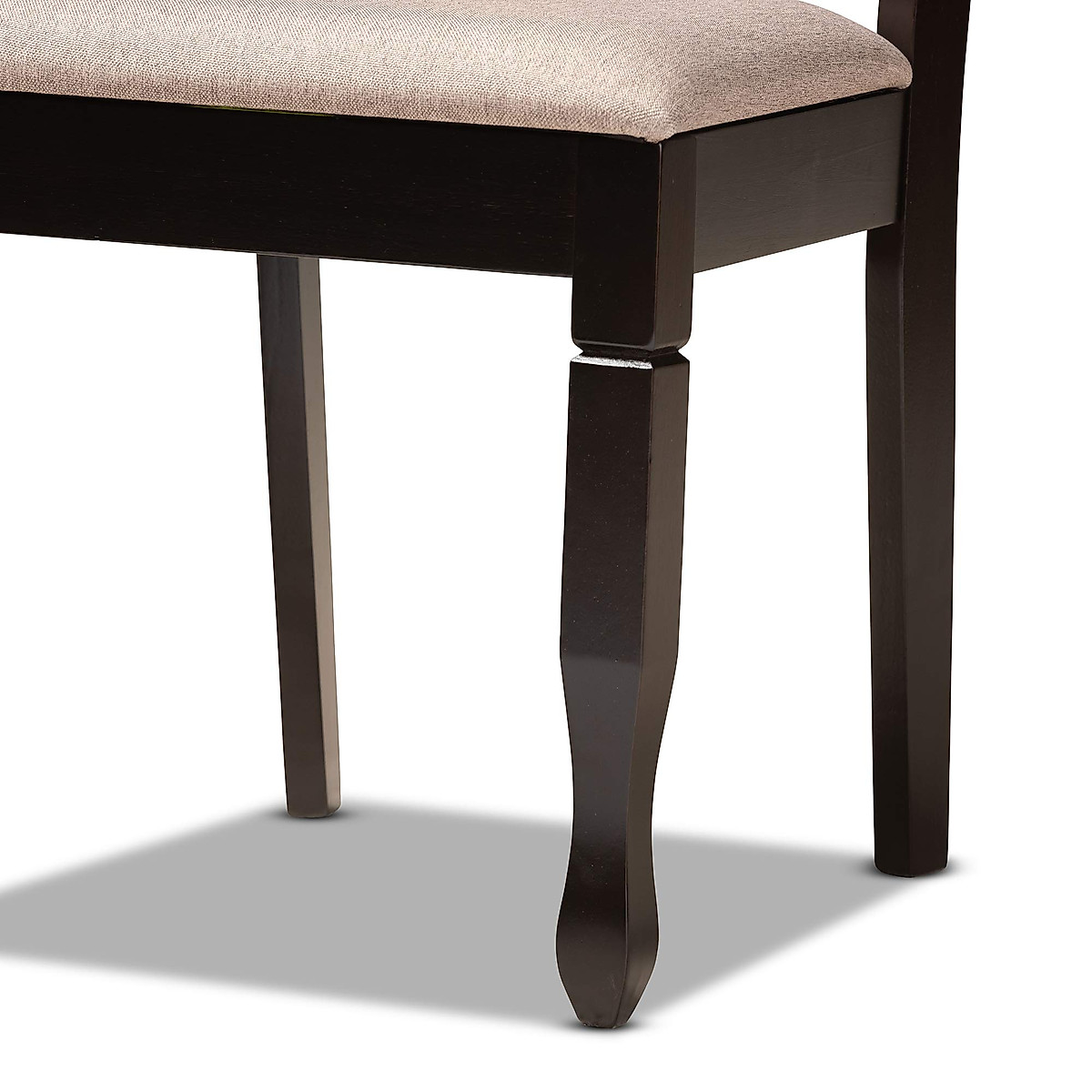 Baxton Studio Millie Modern and Contemporary Sand Fabric Upholstered and Dark Brown Finished Wood 5-Piece Dining Set