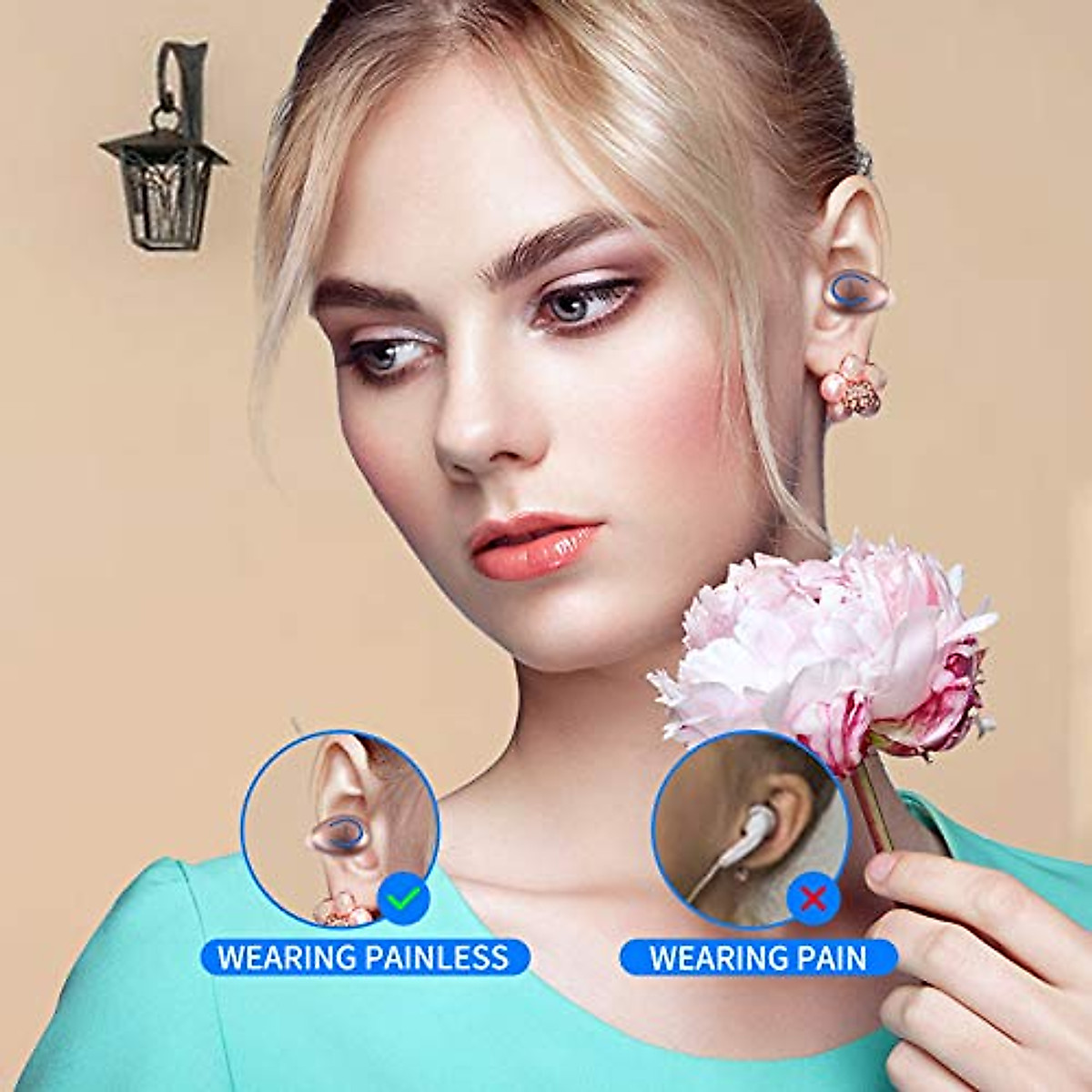 Sunffice Bluetooth Headset, Single Ear BT5.0 Ultralight Wireless Headphone Cell Phone Earpiece Ear Clip with Mic, Noise Canceling Handsfree Driving Earbud for iPhone, Android,Samsung Smartphone(Pink)