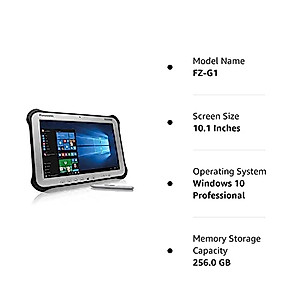 Panasonic Toughpad FZ-G1, Intel Core i5-4310U 2.0GHz, 8GB, 256GB SSD, 10.1 WUXGA Multi Touch + Digitizer, WiFi, Bluetooth, Webcam, Rear Cam, Windows 10 Pro, 4G LTE, Serial Port (Renewed)