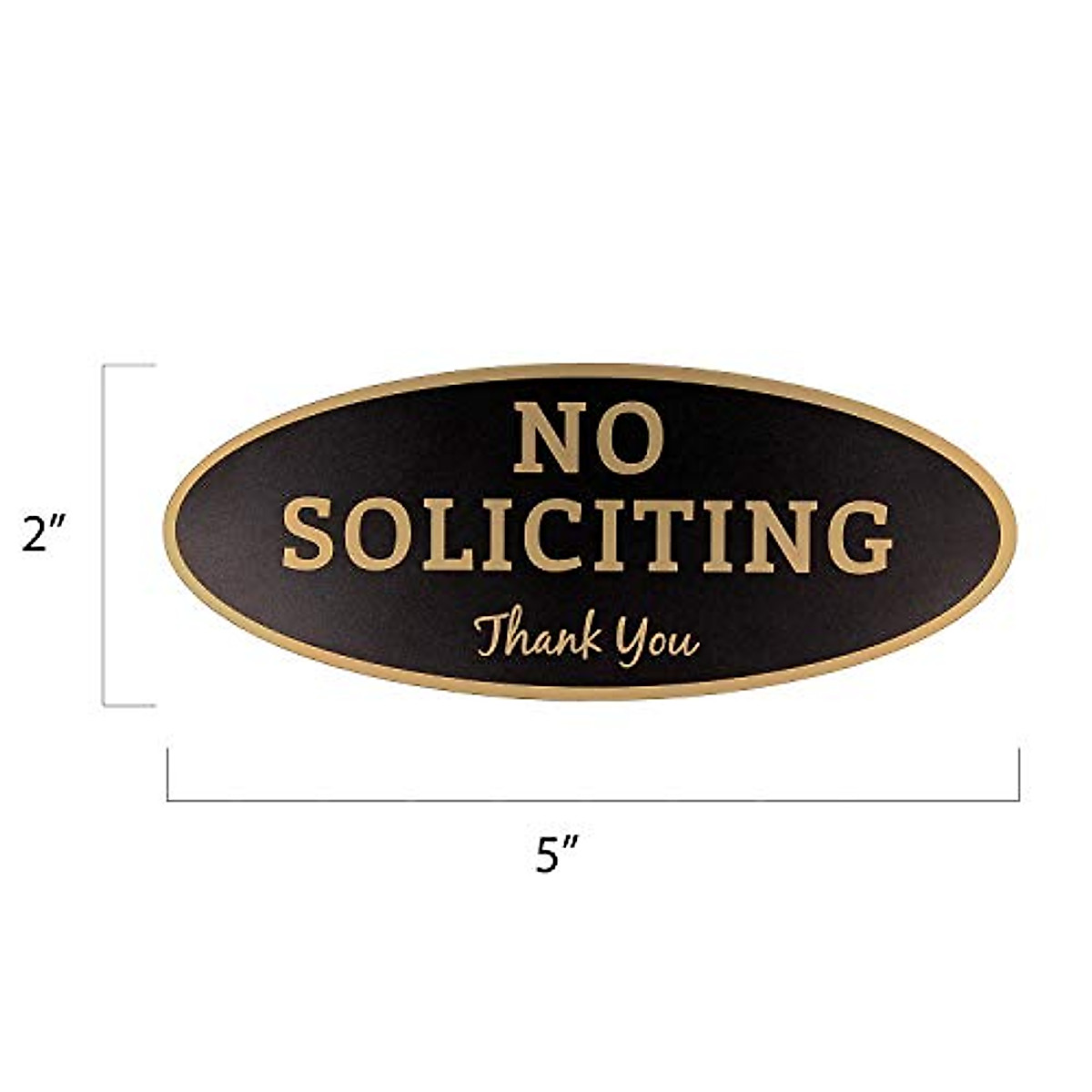 No Soliciting Sign – Digitally Printed Indoor/Outdoor Sign – Durable UV and Weather Resistant (Small - 2" x 5", Black with Gold Letters)