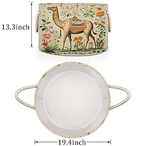 Skonsati Camel Large Cotton Rope Basket Storage Baskets for Blanket Toy Nursery Laundry Collapsible Polyester Storage Bin Decorative Woven Basket