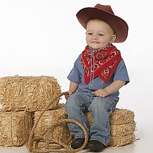 Jeyiour 2 Pieces Children Cowboy Hat Baby Sized Cowboy Hat Western Cowgirl Hat Brown Infant Hat with Adjustable Strap for Kids Girls and Boys Accessories (2-6 Years)