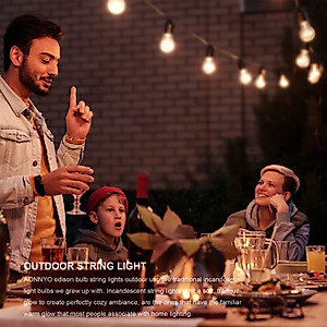 AONNYO 49FT Outdoor String Lights with 11W Edison Bulbs, Waterproof 15 Hanging Sockets with 15 Shatterproof LED Bulb Garden Light String, Create Ambience for Party, Backyard, Garden(49FT-WarmWhite)