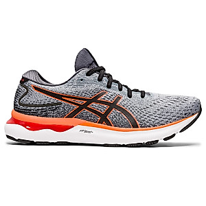 ASICS Men's GEL-NIMBUS 24 Running Shoes, 9, SHEET ROCK/SHOCKING ORANGE