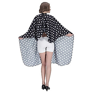 SMARTHAIR Professional Salon Cape Polyester Barber Cape Hair Cutting Cape,54"x62",Black and White Dots,C375001C