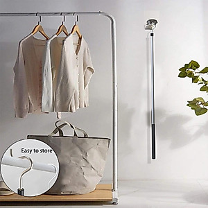 Greeily Clothes Hook Pole, High Reach Garment Hook for Hanging Clothes Light and Plants Extendable from 35" to 50" Made of Stainless Steel Tube with Sponge Handle(1)