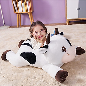 IKASA Giant Cow Stuffed Animal Plush Toy,30" Large Cute Jumbo Soft Toys,Huge Big Size Plushy Fluffy Fat Oversized Plushie