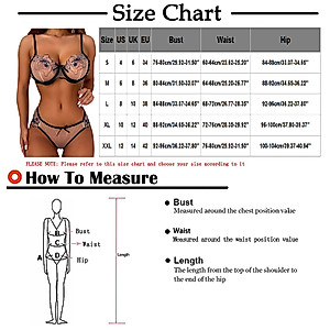 Lace Bodysuit For Women, Shapewear Bodysuit Sec Toys Harness Bra Elastic Women's Sexy Flower Mesh Embroidered Sheer Lingerie Two Piece Set Soft Bralette Fishnet Role Playing (S, Black)