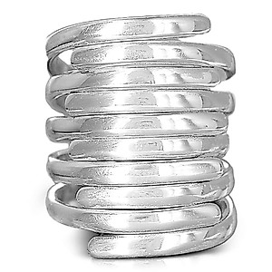 Boho-Magic 925 Sterling Silver Band Rings for Women Wide Wrap Statement Ring (8)