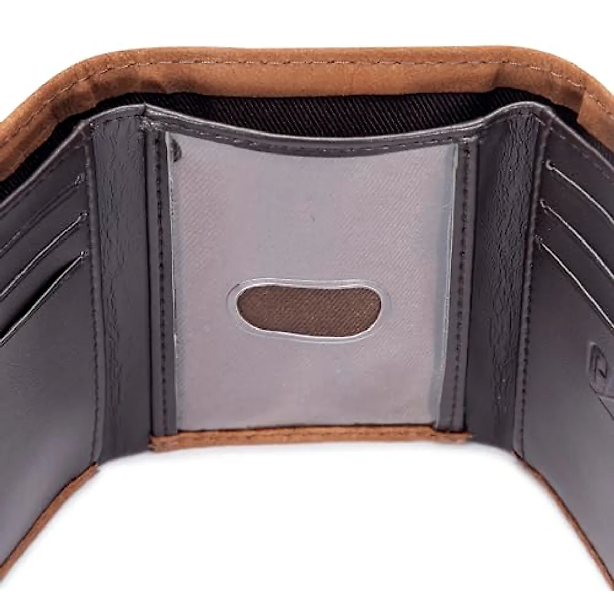 Caterpillar Men's Leather Trifold Wallet with ID Window, Tan, One Size