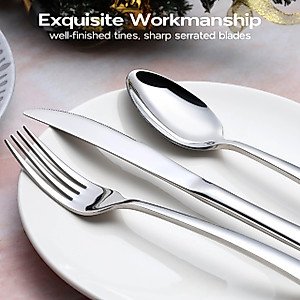 Onader 65 Piece Heavy Duty Silverware Set with Serving Utensils Stainless Steel Flatware Cutlery Set for 12